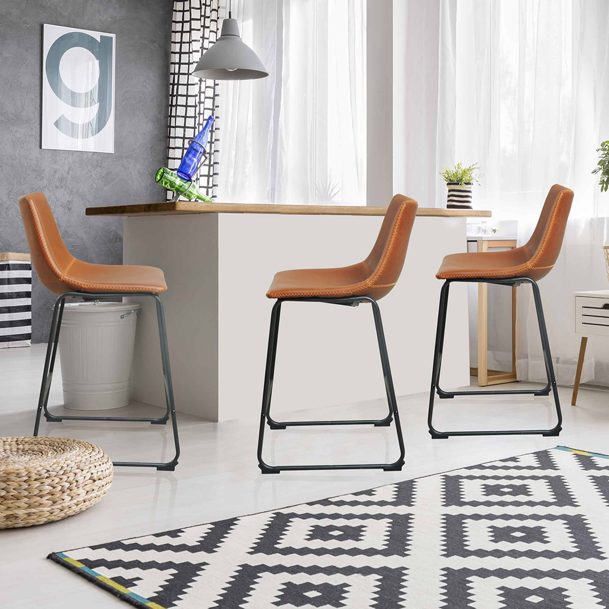 Cooper High Bar Stool Faux Leather Tan - Meubles