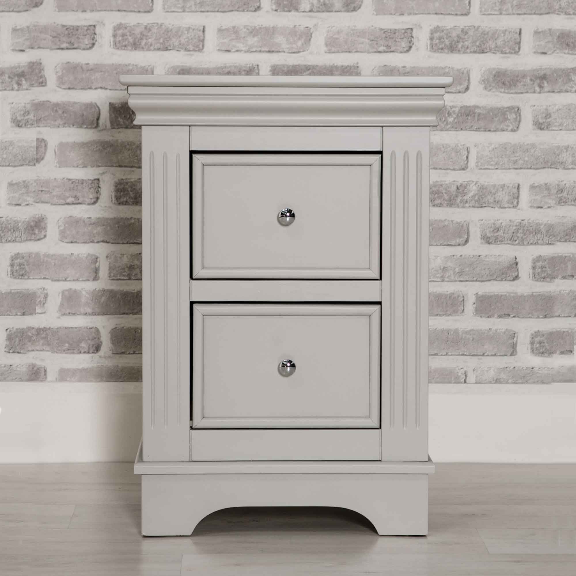 Clarence 2 Drawer Bedside Locker Grey - Meubles