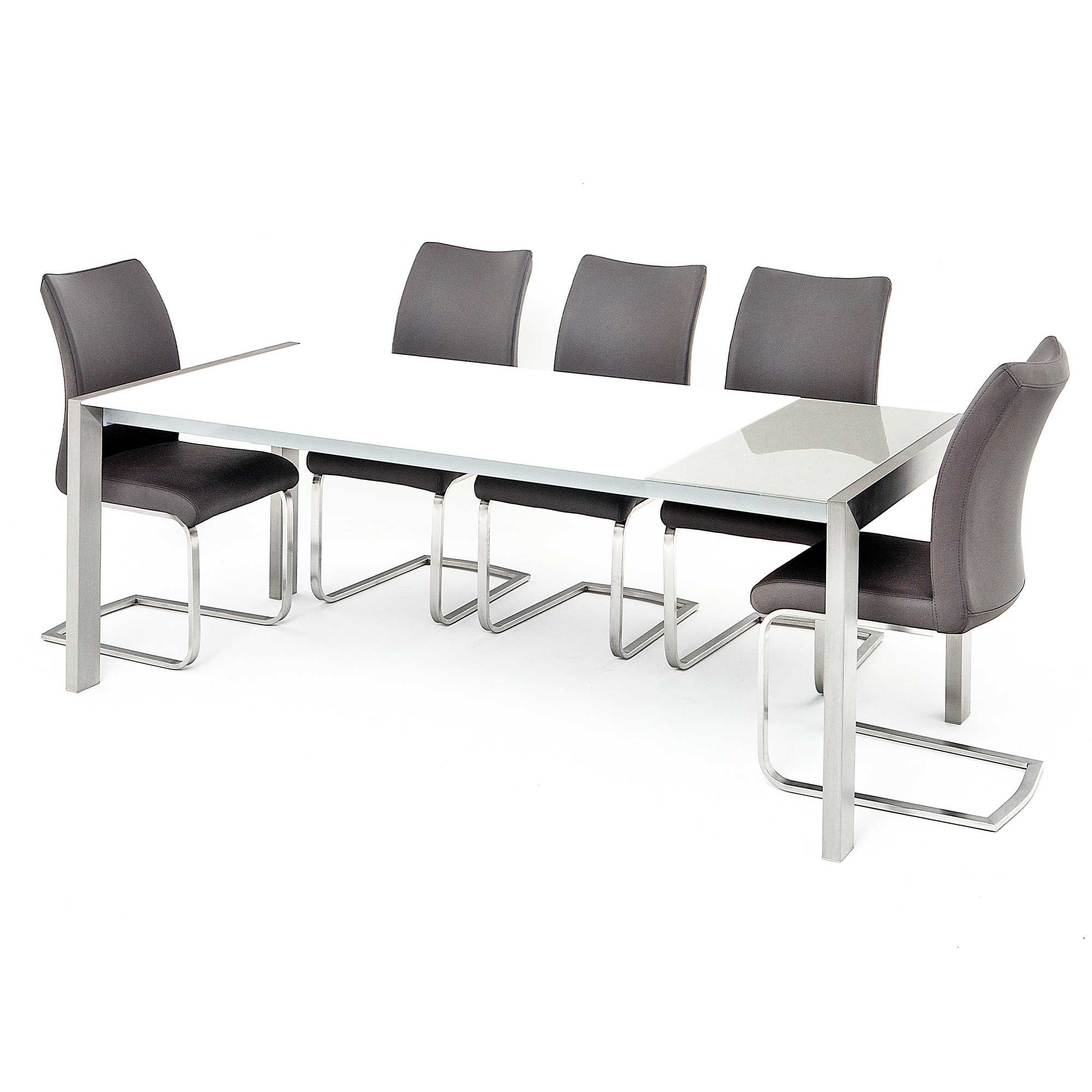 Salconi 6-10 Person Extending Dining Table White/Grey - Meubles