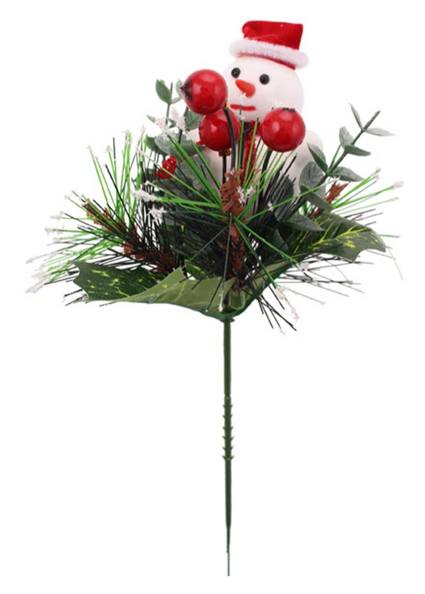 Pine Berry Snowman Pick White 24cm - Meubles