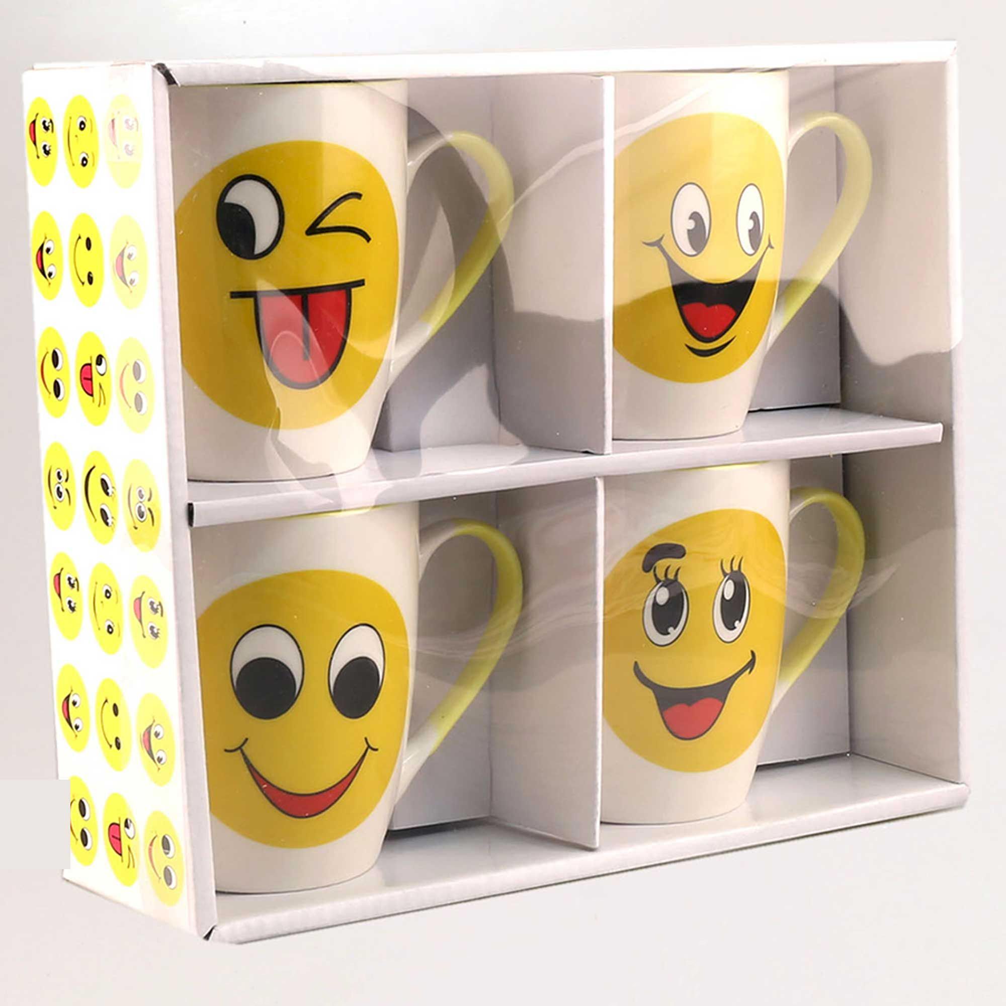 Emoji Mugs Set Of 4 Multi Coloured Mugs And Cups Meubles