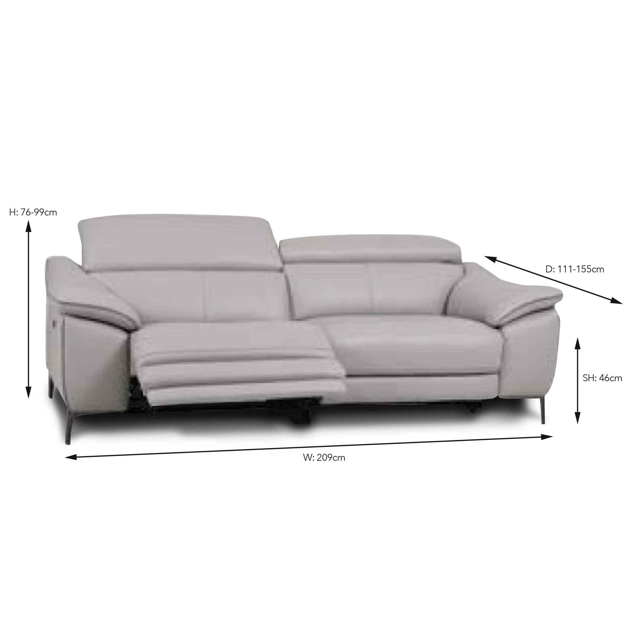 Felicia Electric Reclining 3 Seater Sofa Leather BX - Meubles