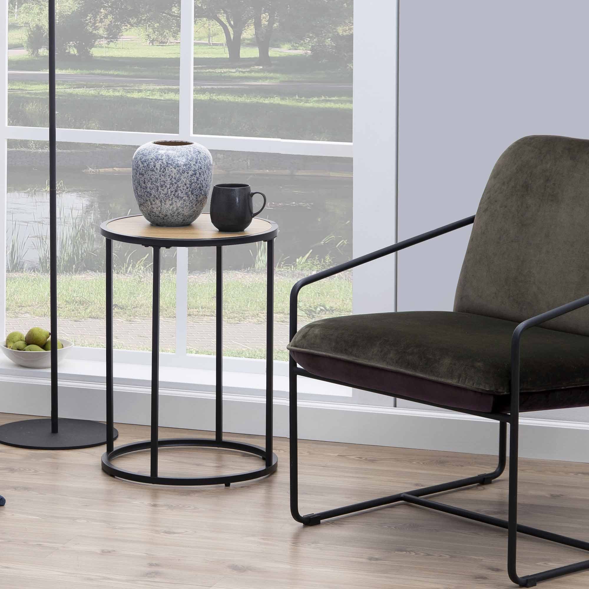 Seaford Round Side/Lamp Table Black Ash - Meubles