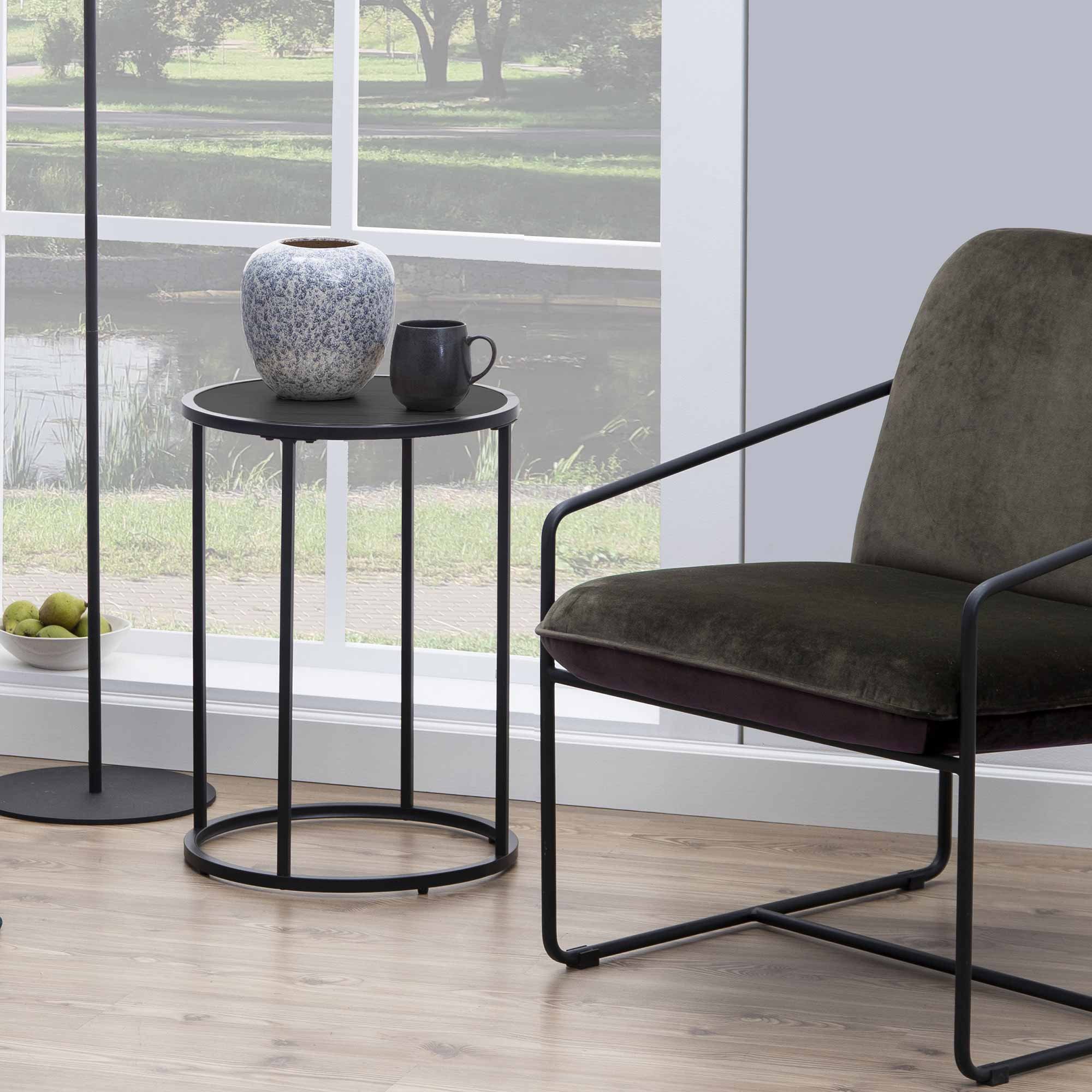 Seaford Round Side/Lamp Table Black Ash - Meubles