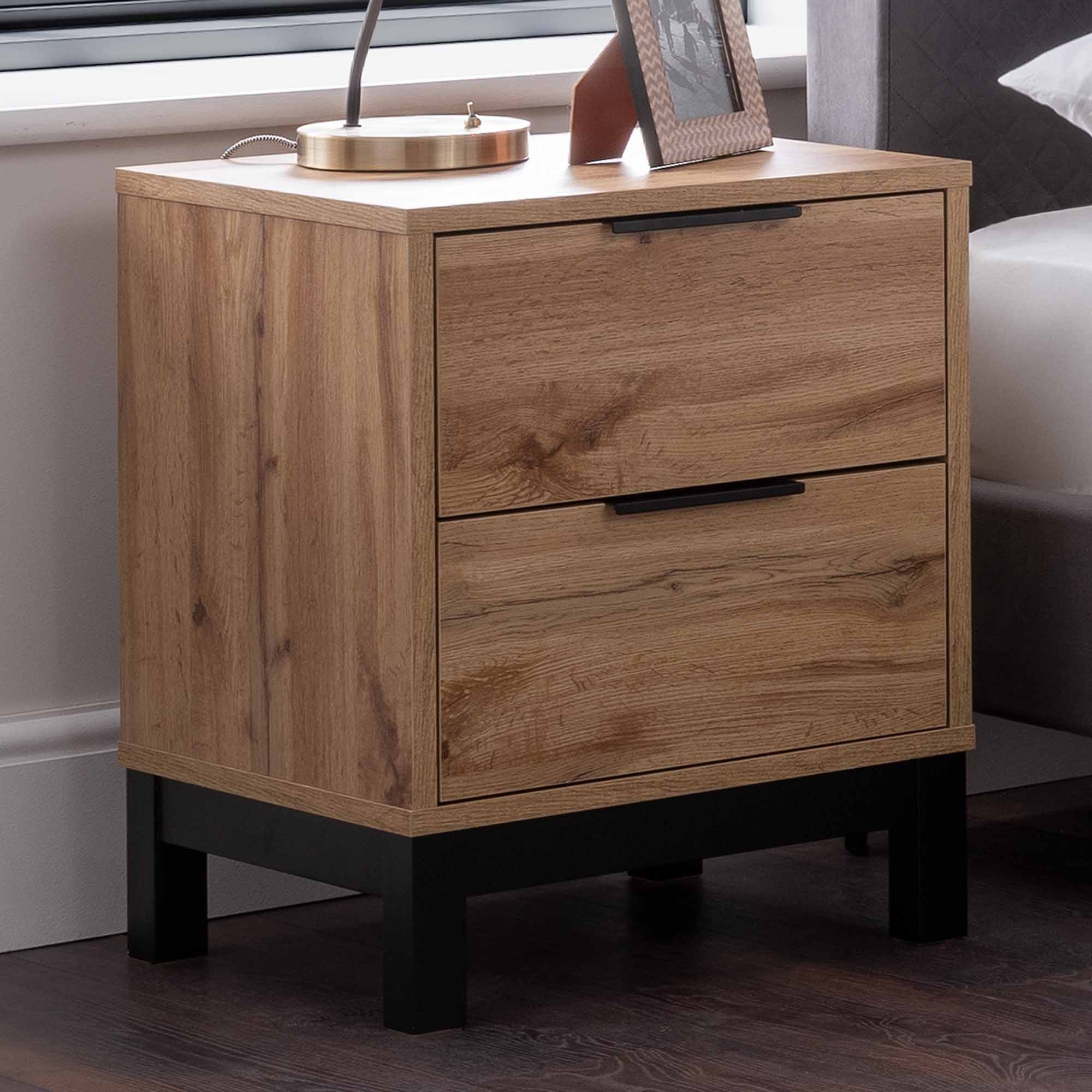 Bali 2 Drawer Bedside Locker Oak - Meubles