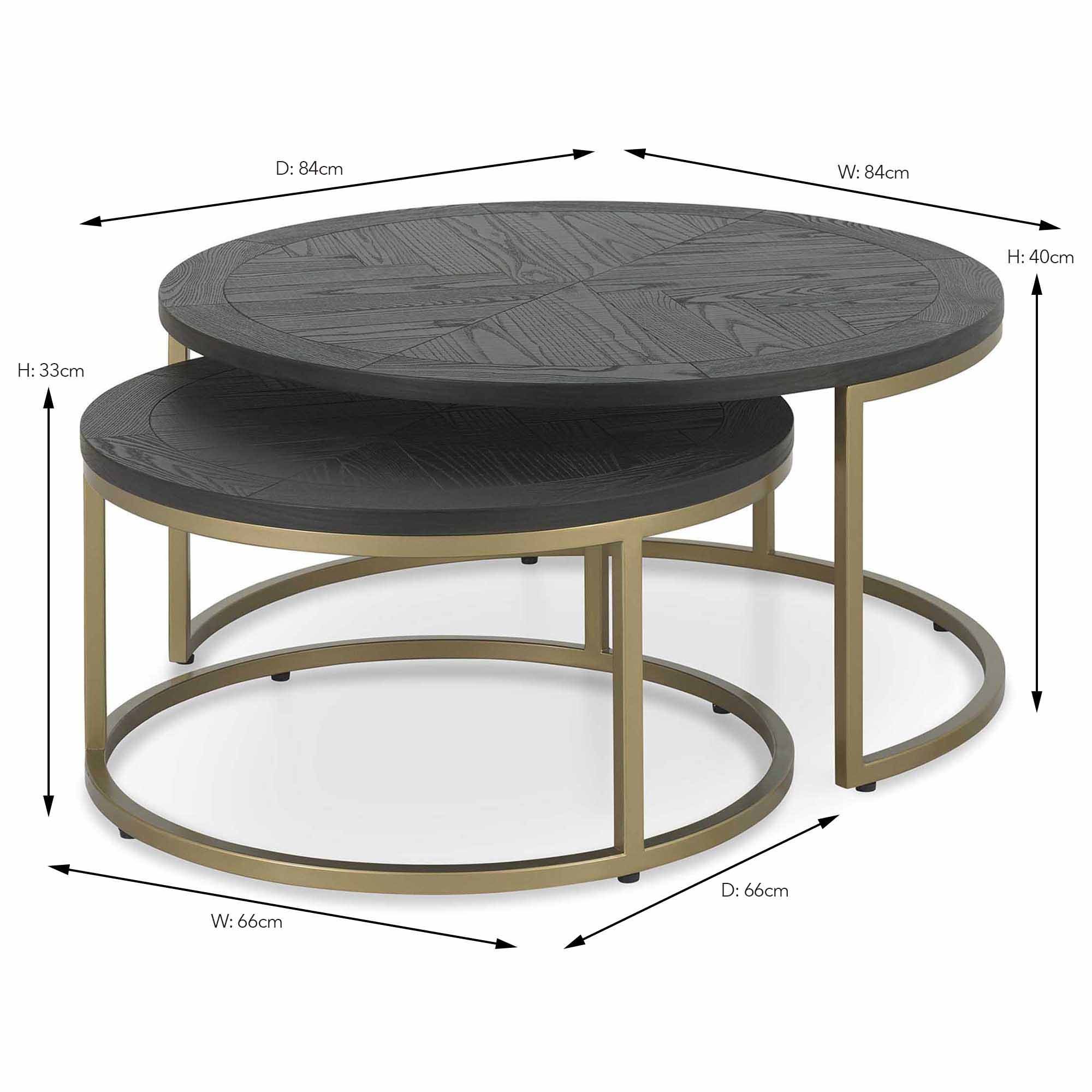Chevron Coffee Tables/Nest of Tables (2) Peppercorn Oak - Meubles