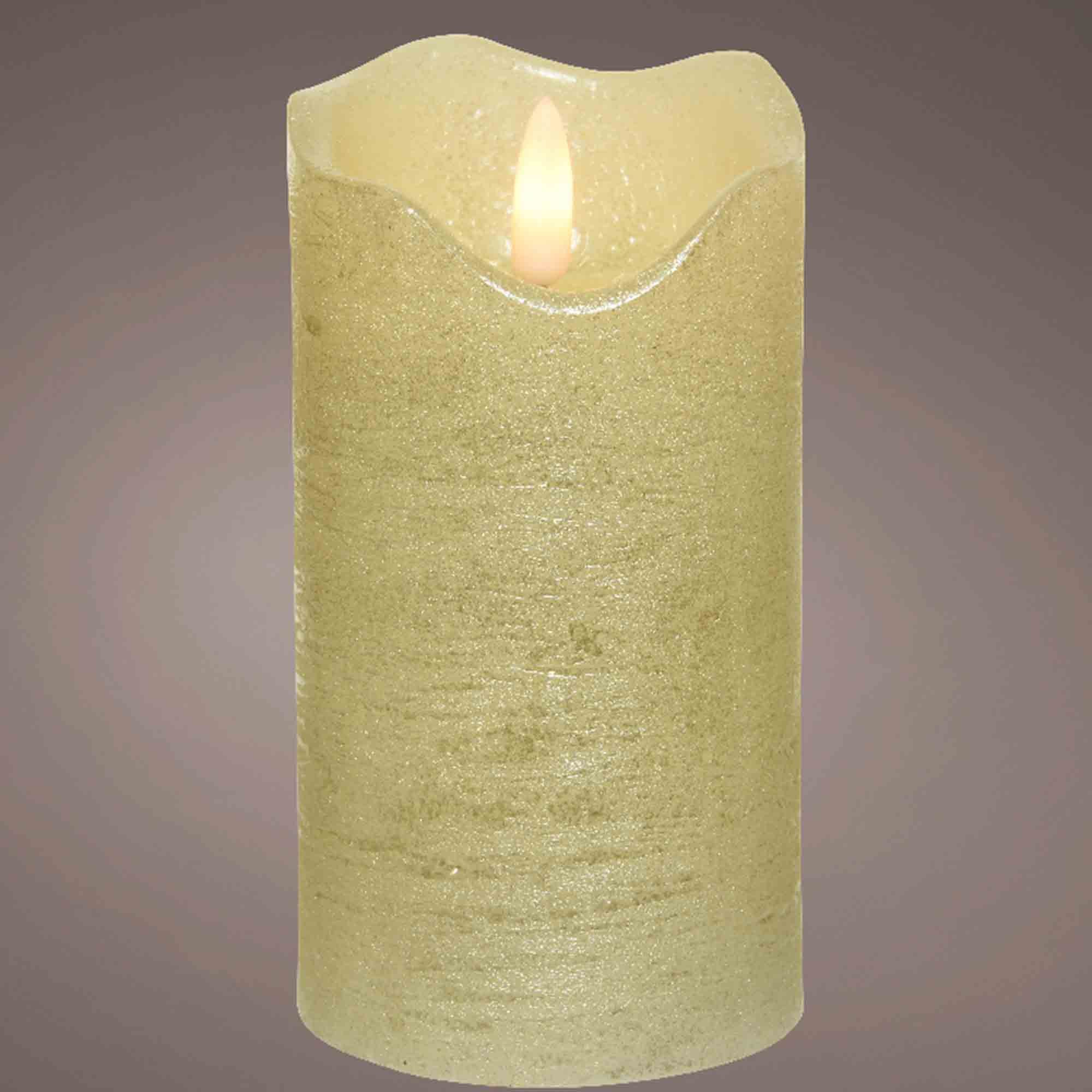 LED Wick Candle Faux Melted Top Light Gold & Warm White 13cm - Meubles