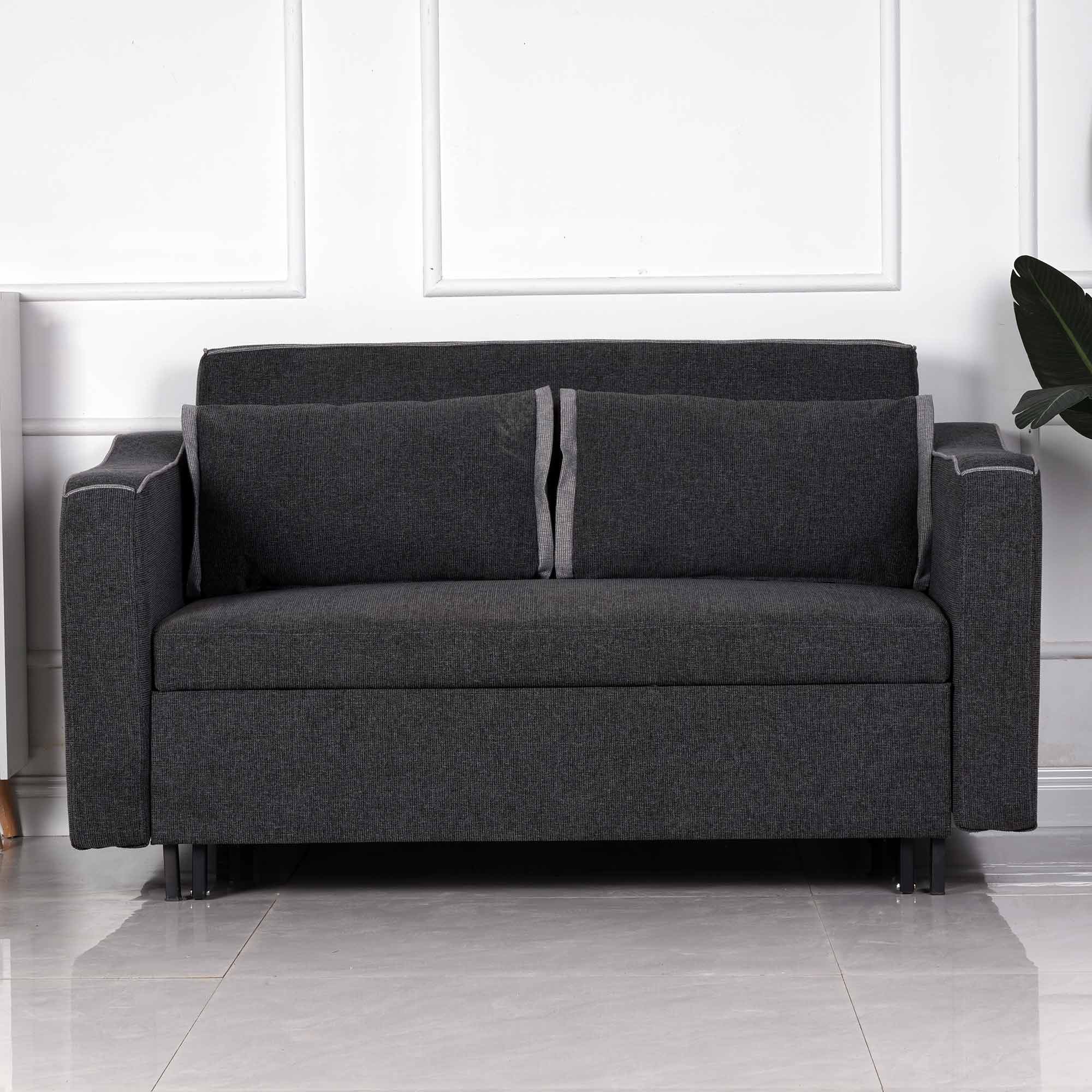 Jerpoint 2 Seater Sofa Bed Fabric Charcoal - Meubles