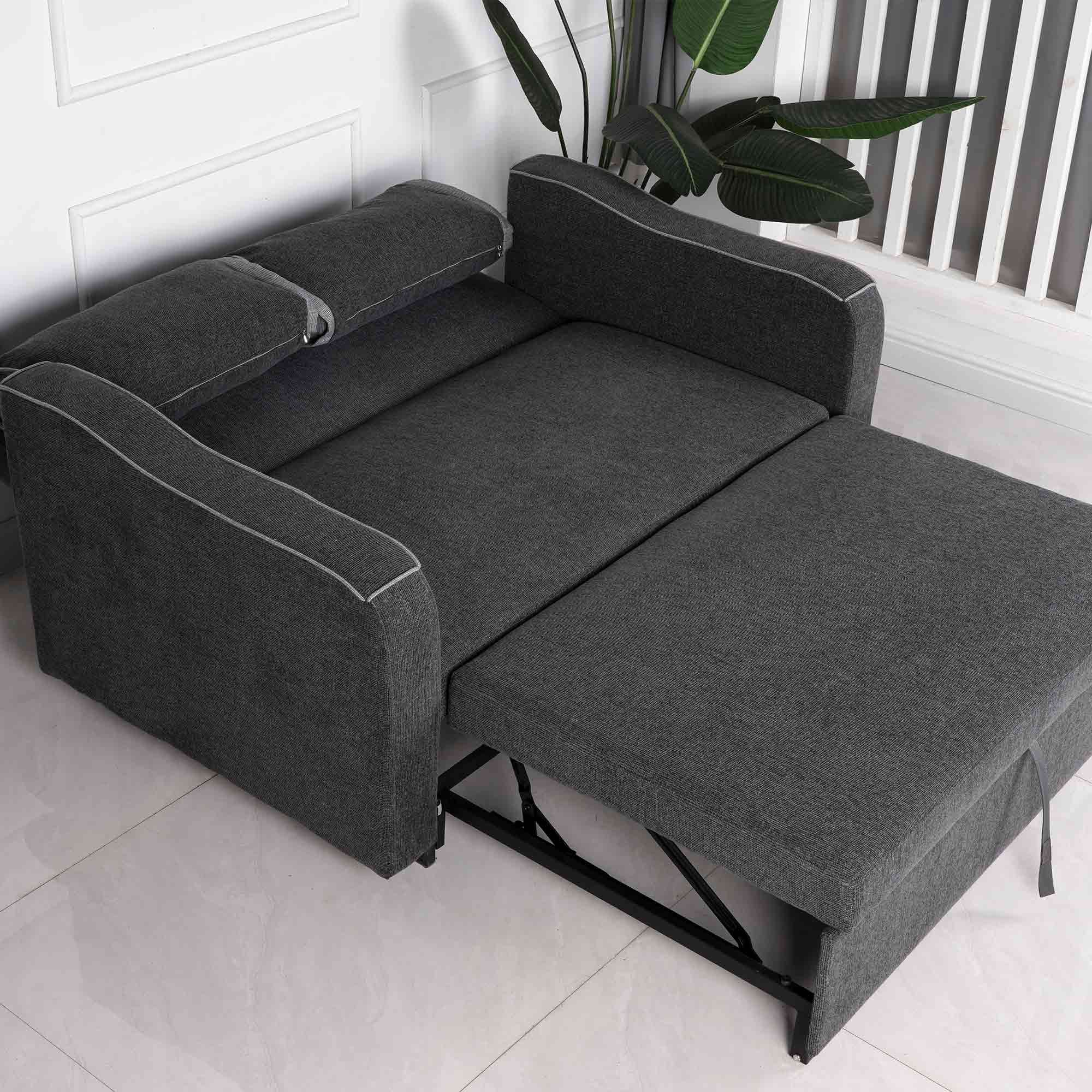 Jerpoint 2 Seater Sofa Bed Fabric Charcoal - Meubles