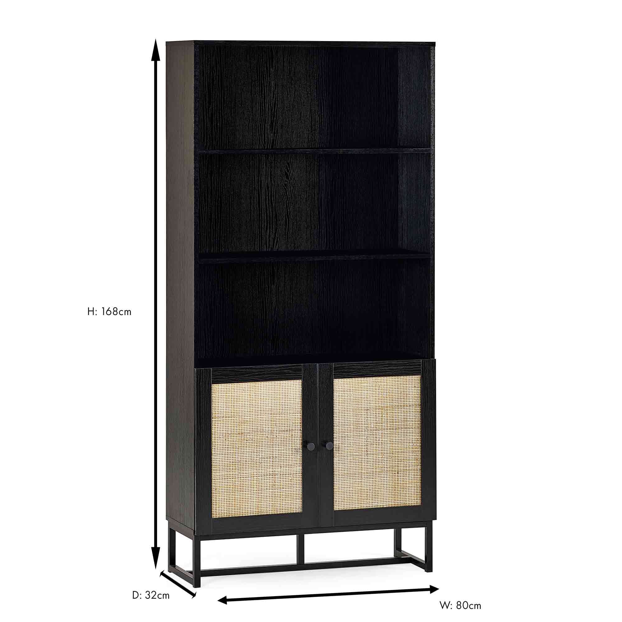 Calia Bookcase With 2 Doors Black - Meubles