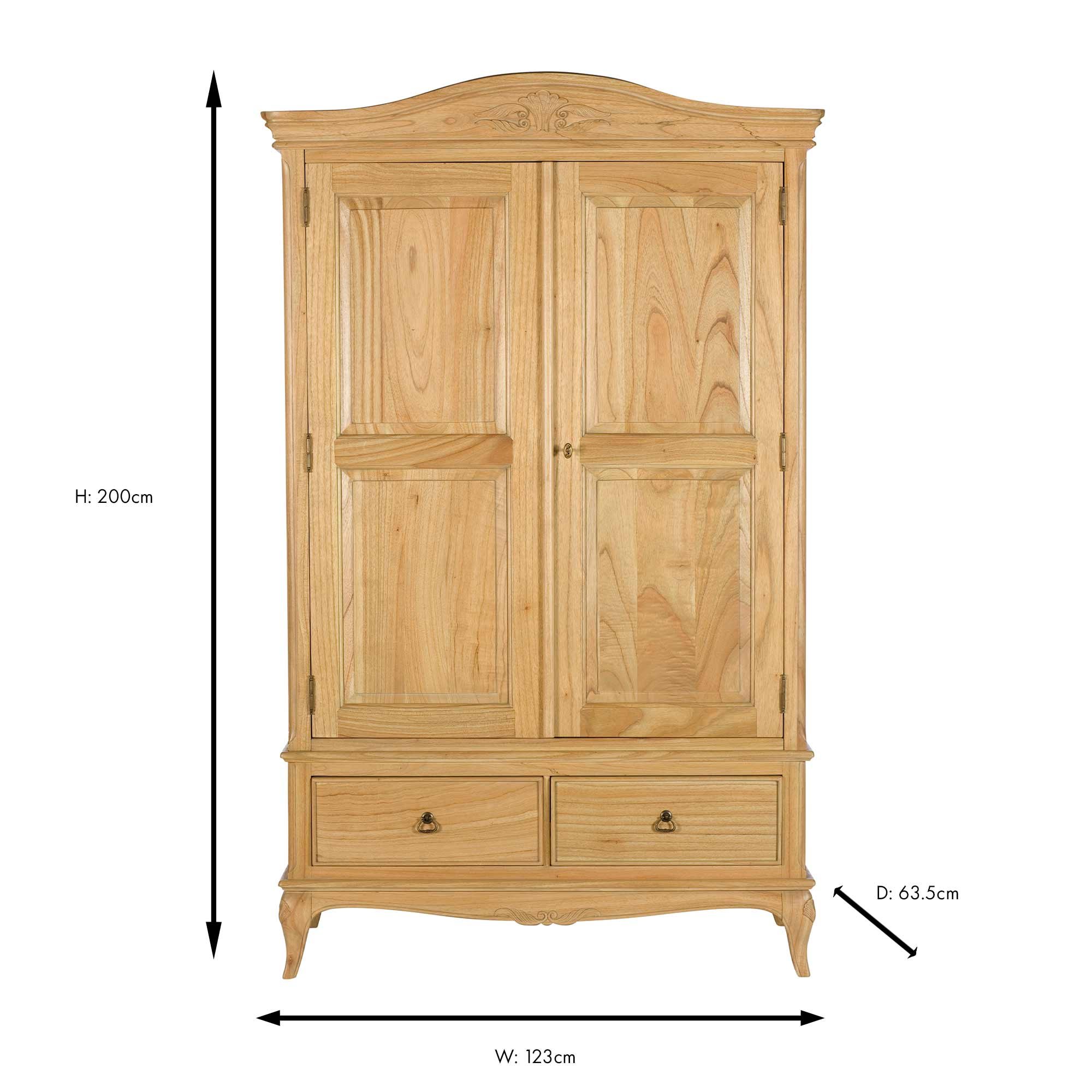 Lottie Double Wardrobe With 2 Drawers Mindi Wood - Meubles