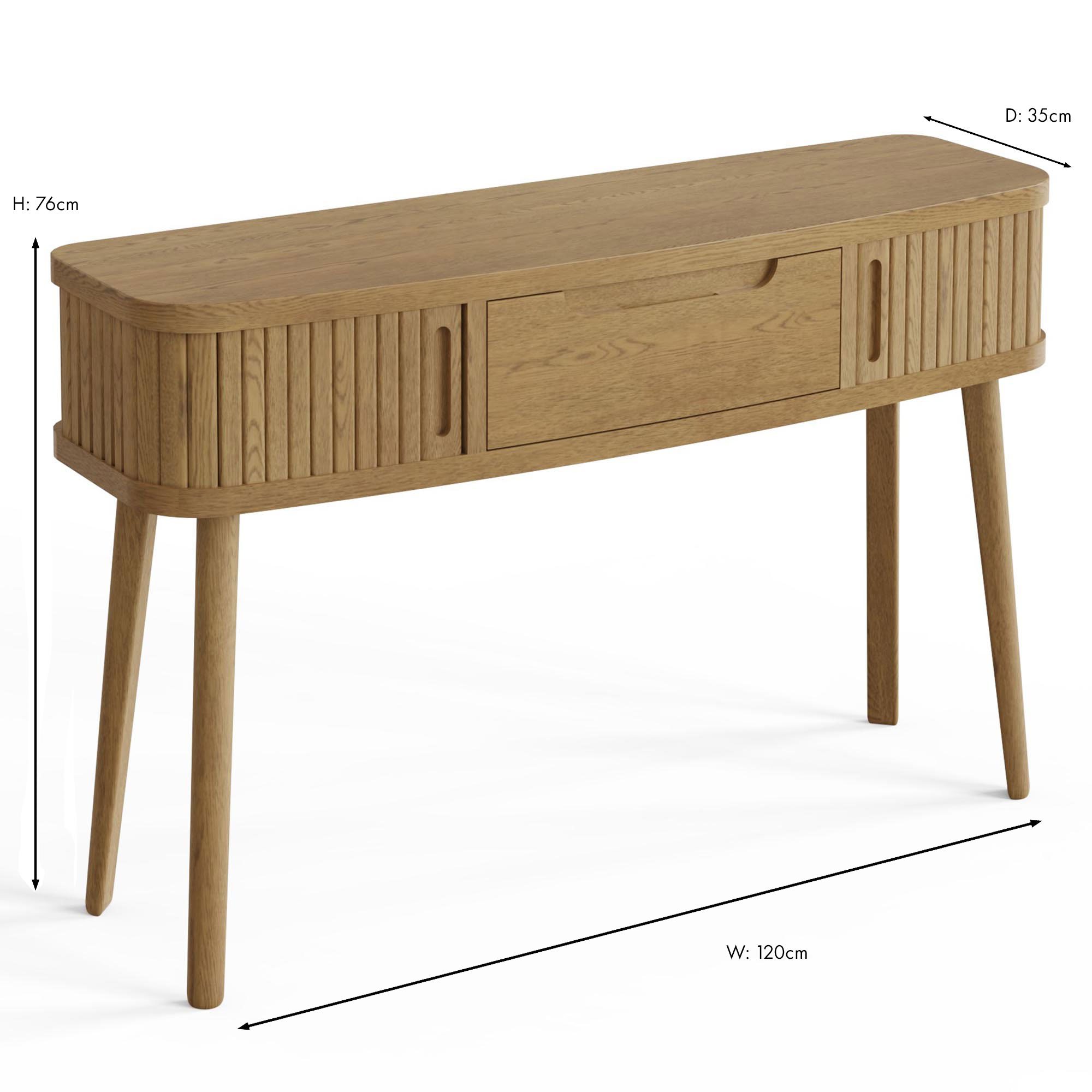 Tambour Console Table Grey Oak - Meubles