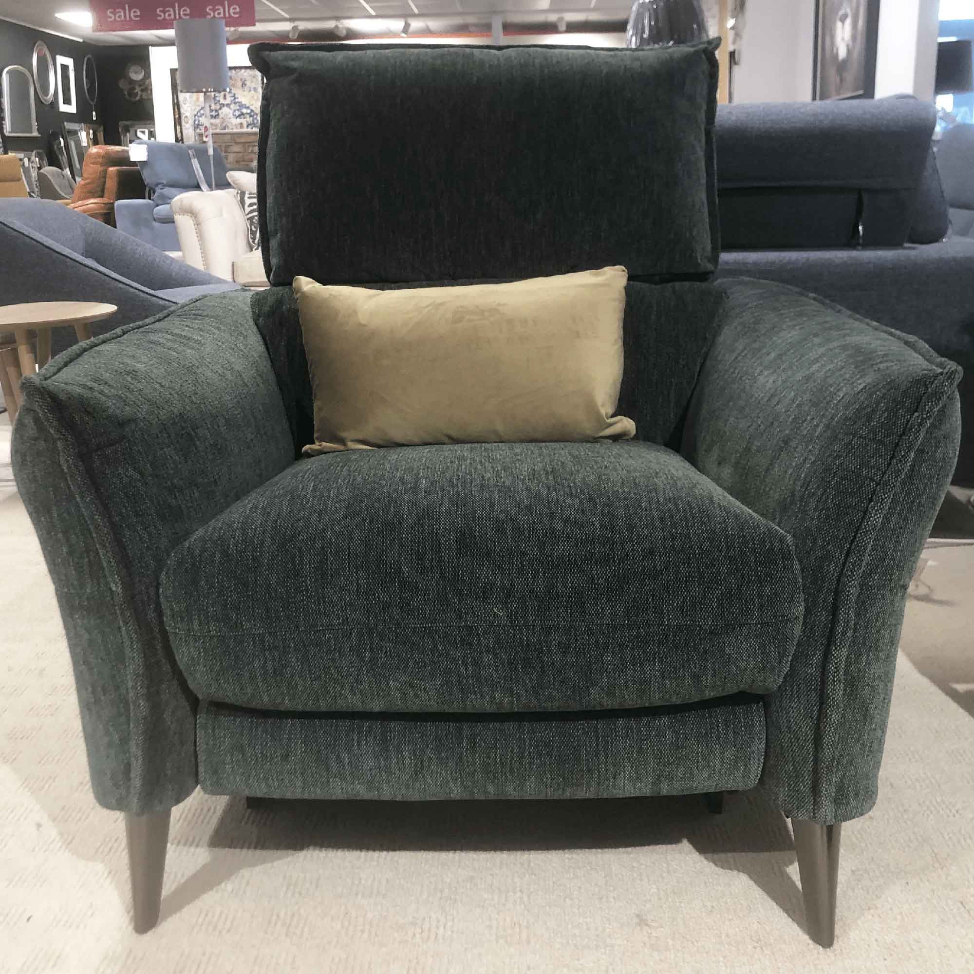 Panarea Electric Reclining Armchair With USB Port Fabric Green Meubles
