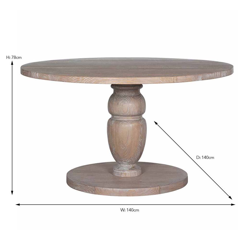 Belle 8-10 Person Round Dining Table Antique Oak - Meubles