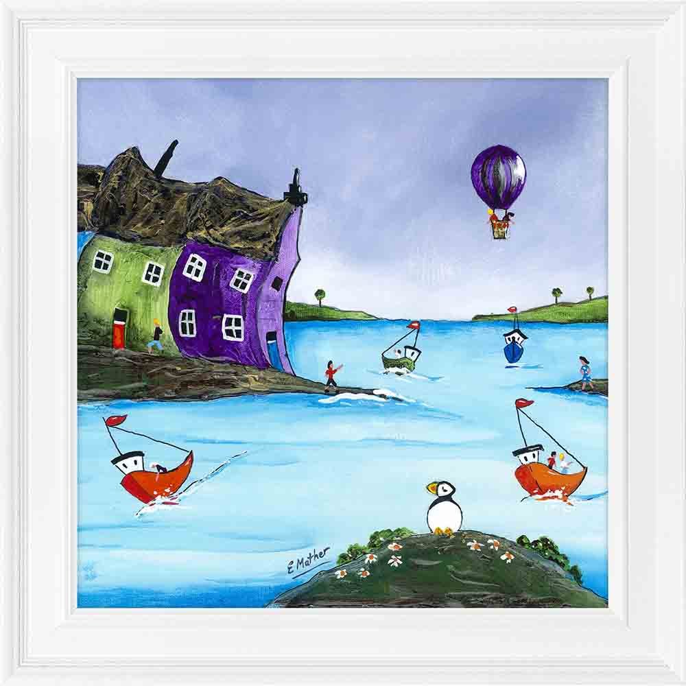 Artko Fun In The Sun 49cm x 49cm Picture By Elaine Mather With White F ...