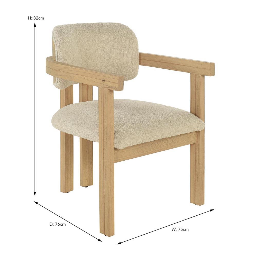 Ely Carver Dining Chair Oak With Beige Fabric Seat - Meubles