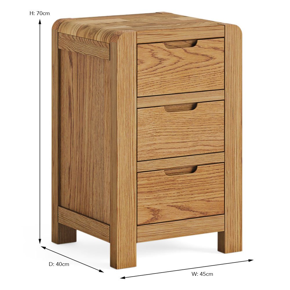 Ellie 3 Drawer Bedside Locker Oak - Meubles