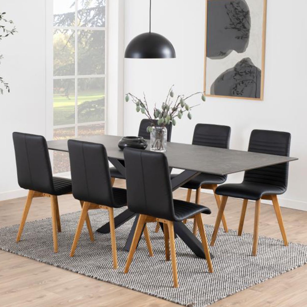 Holly 6 Person Rectangular Dining Table White With Cross Base Leg - Meubles