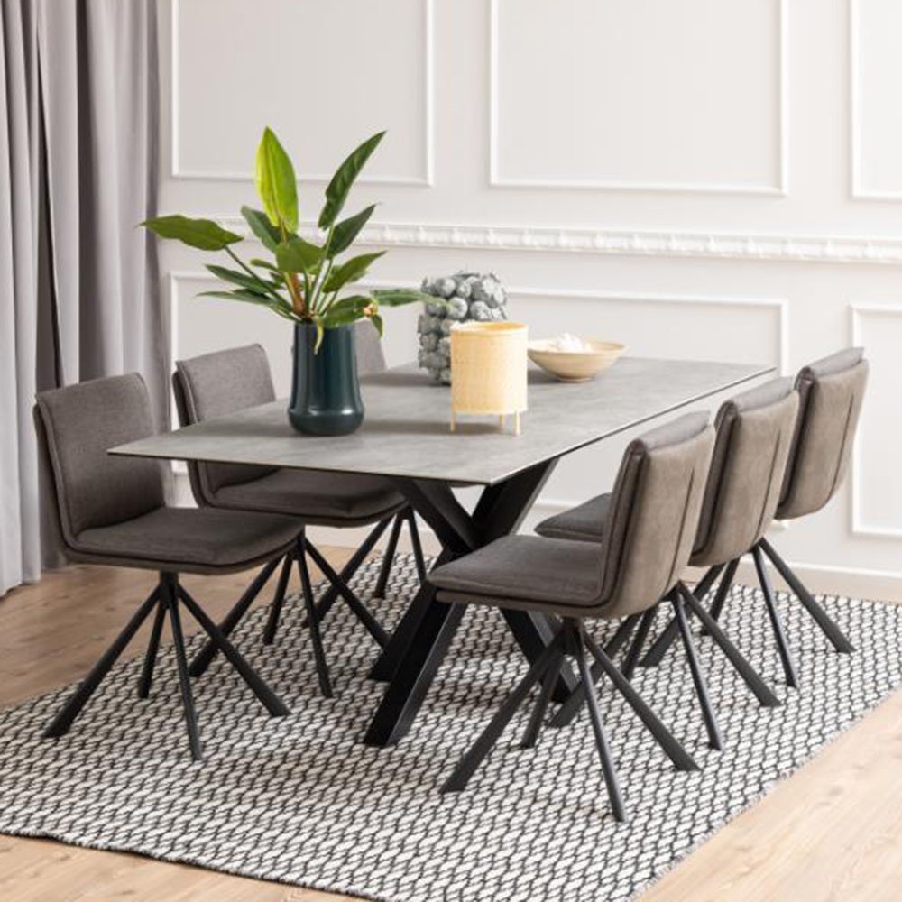 Holly 6 Person Rectangular Dining Table White With Cross Base Leg - Meubles