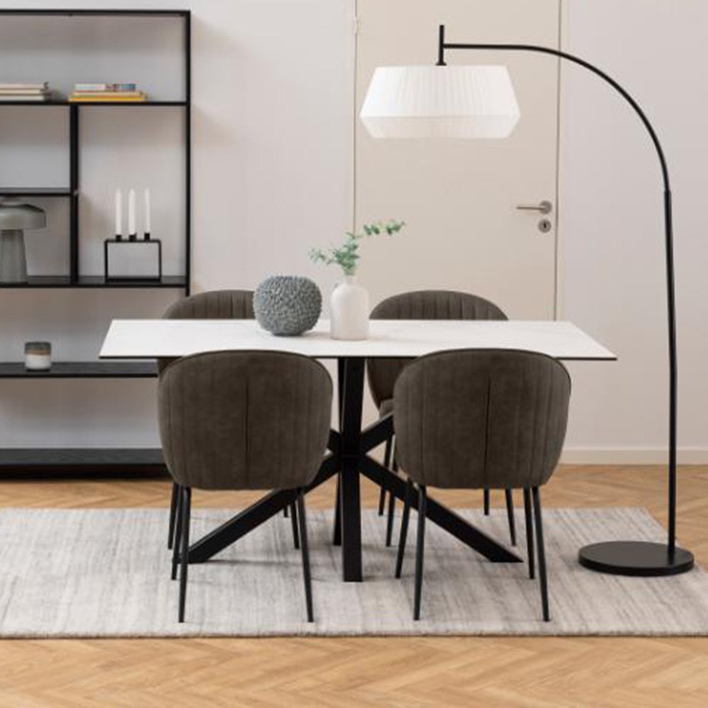 Holly 6 Person Rectangular Dining Table White With Cross Base Leg - Meubles