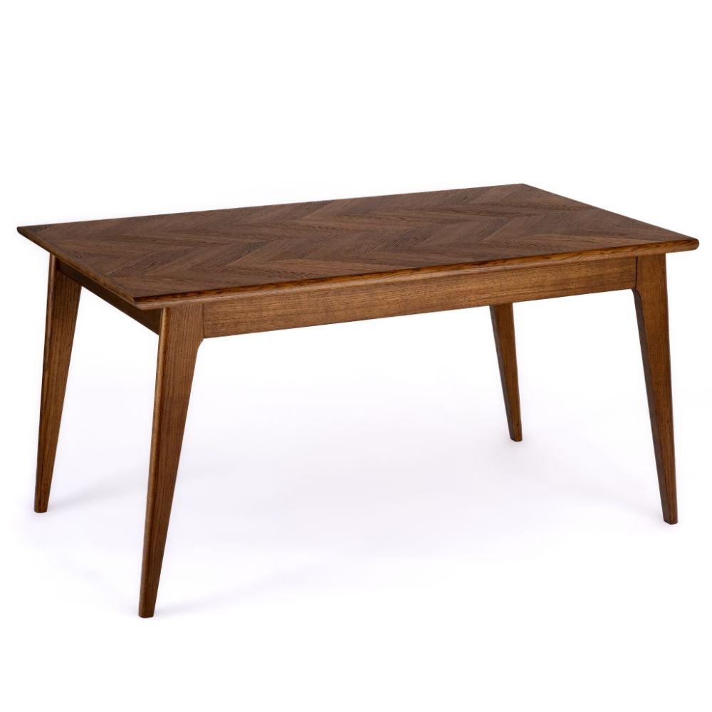 Freya 4-8 Person Rectangular Extending Dining Table Herringbone Top Bo ...