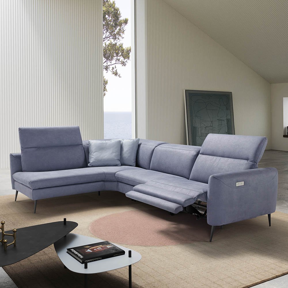 Egoitaliano Eiger 2.5 Seater Sofa With 1 Electric Recliner LHF Leather ...
