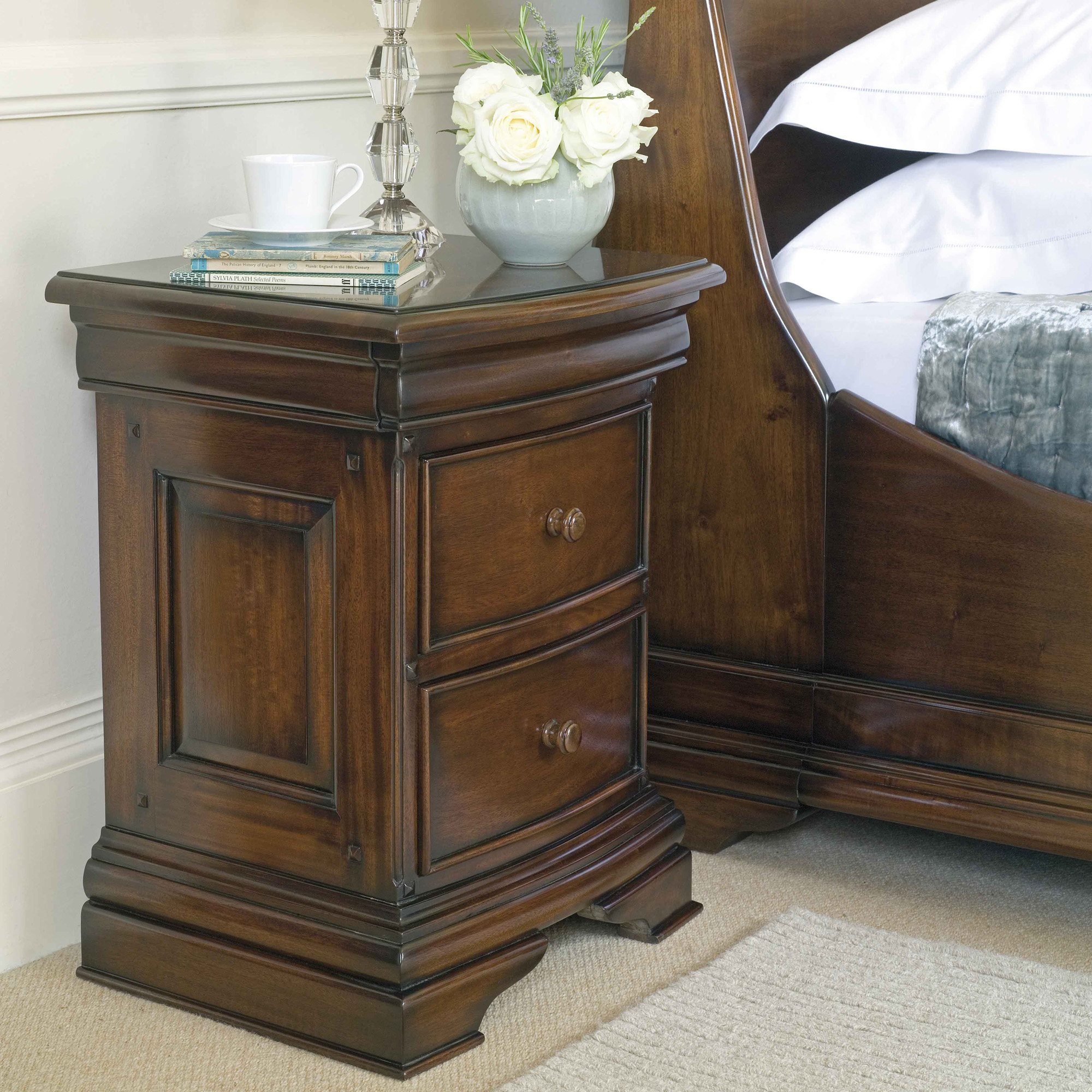 Normandie 3 Drawer Bedside Locker Mahogany - Meubles