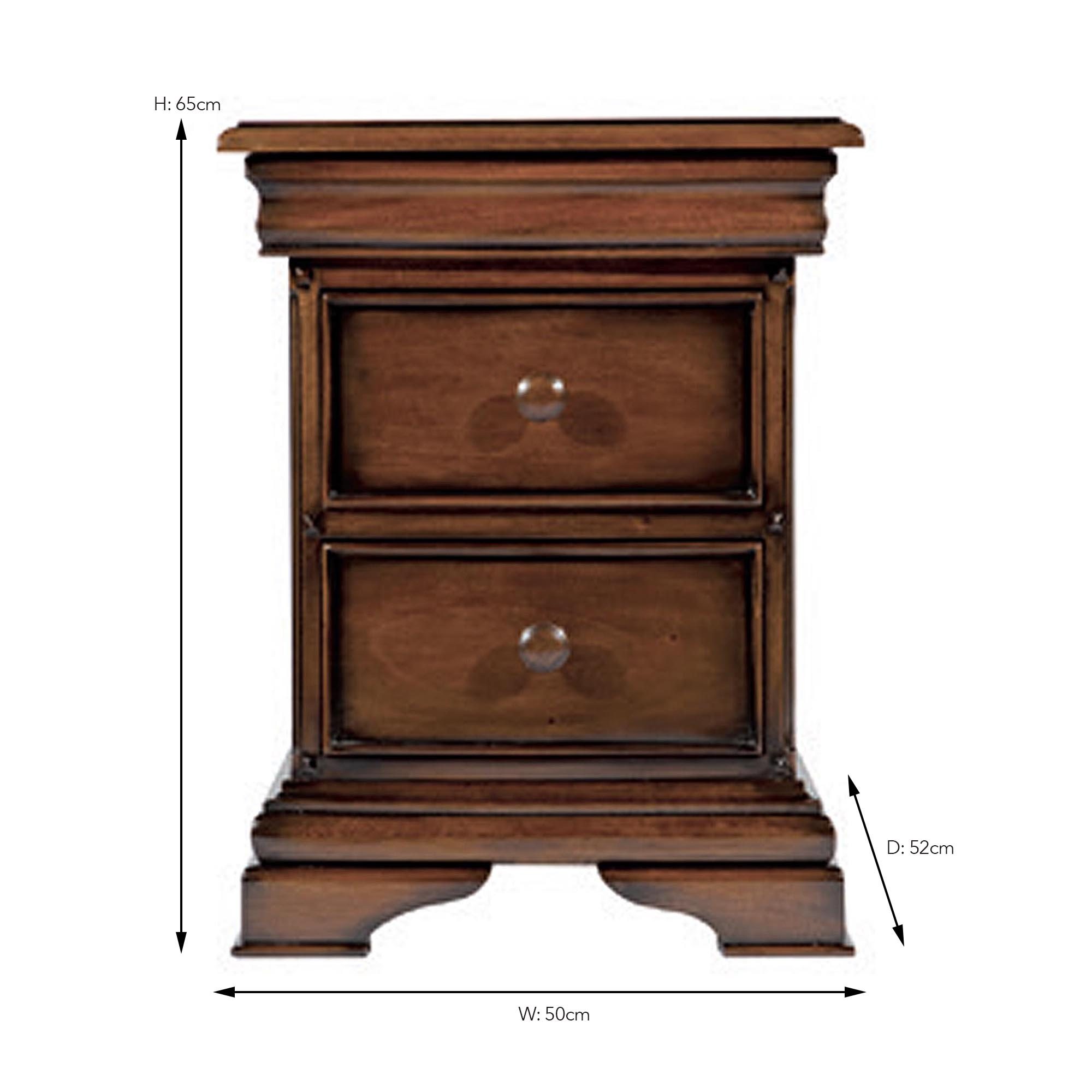 Normandie 3 Drawer Bedside Locker Mahogany - Meubles