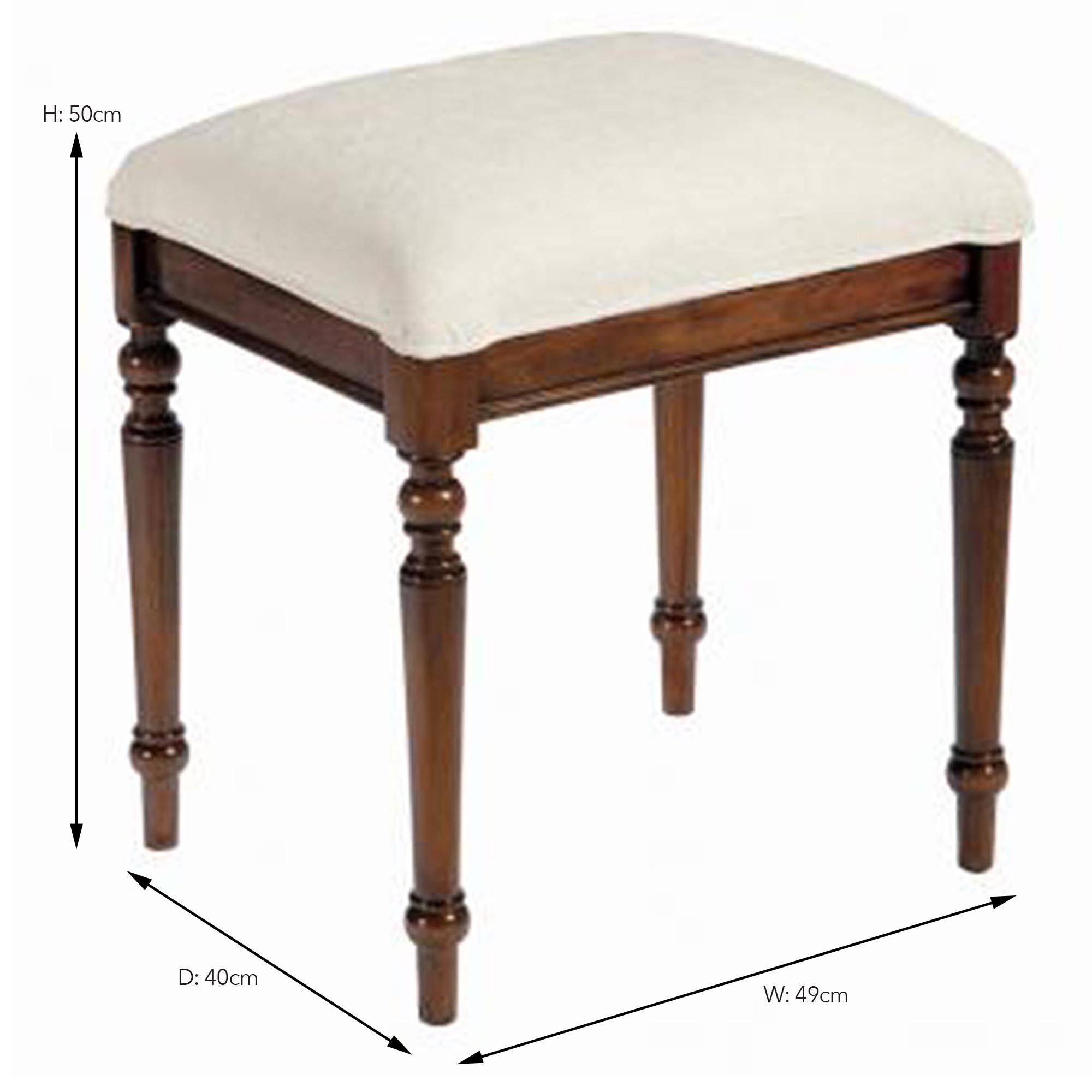 Normandie Bedroom Stool With Upholstered Seat Pad Beige - Meubles