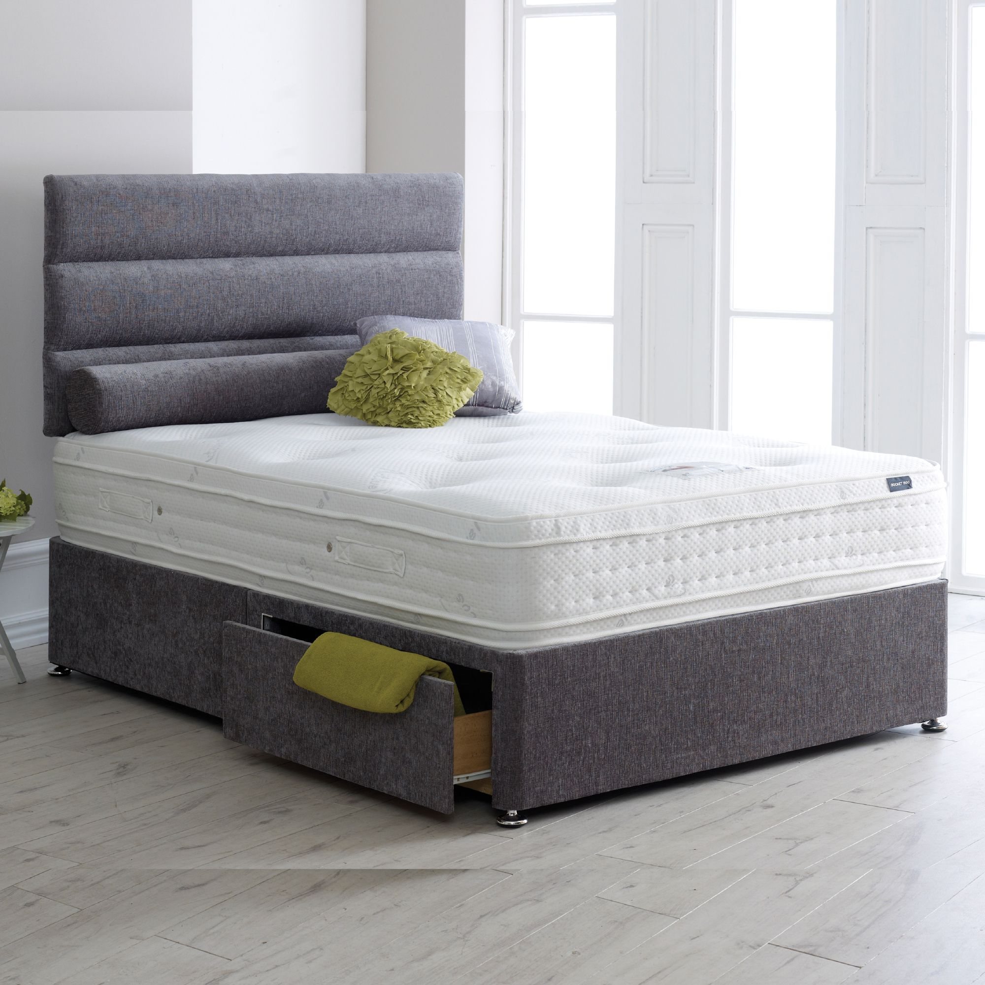 Royale King (150cm) Pillow Top 2 Drawer Divan Set + Banbury Headboard ...