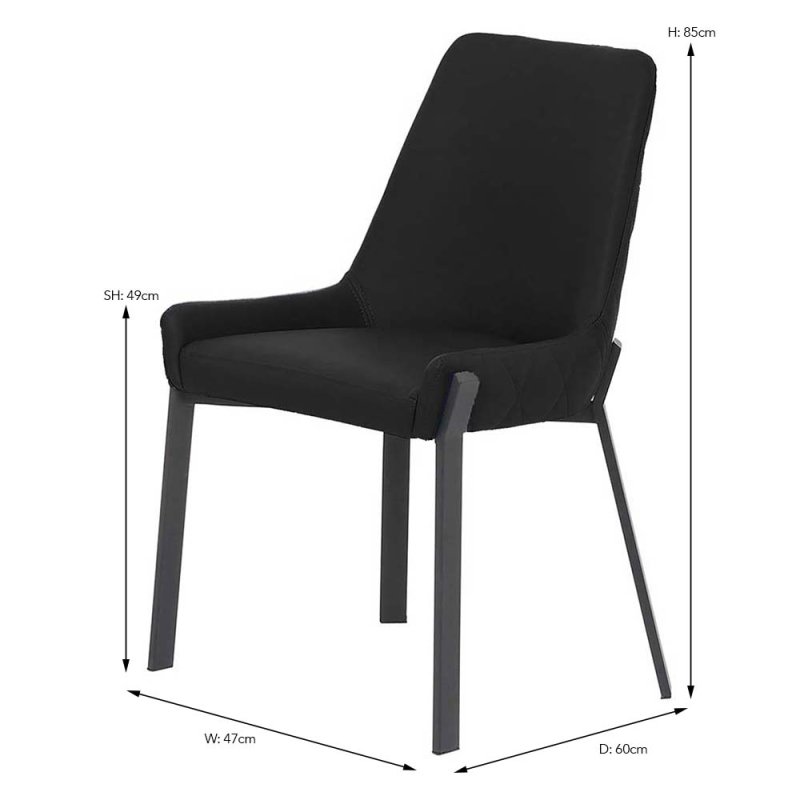 Calabria Dining Chair Faux Leather Black - Meubles
