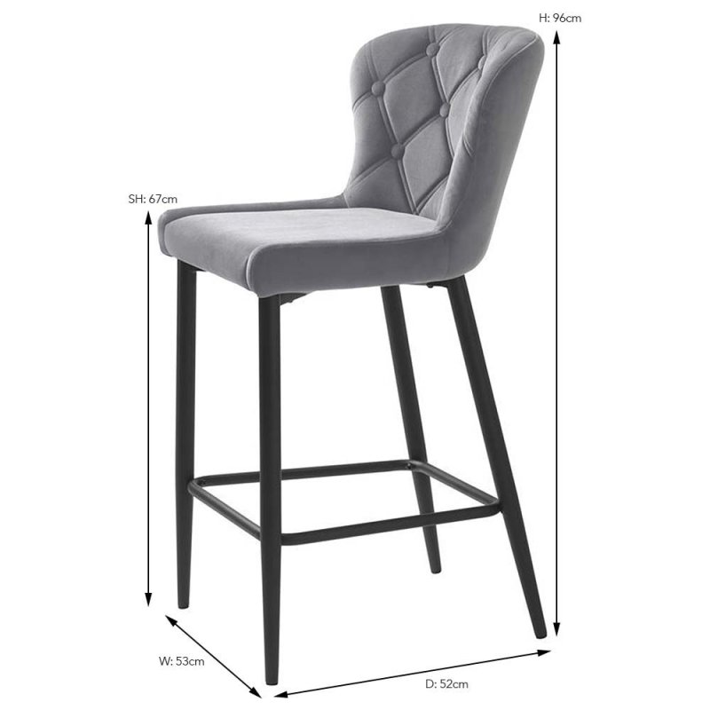 Granby Low Bar Stool Fabric Granite Meubles