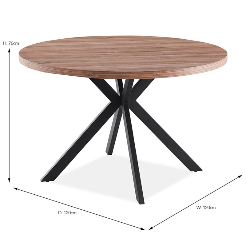 Freddie 2-4 Person Round Dining Table Walnut - Meubles