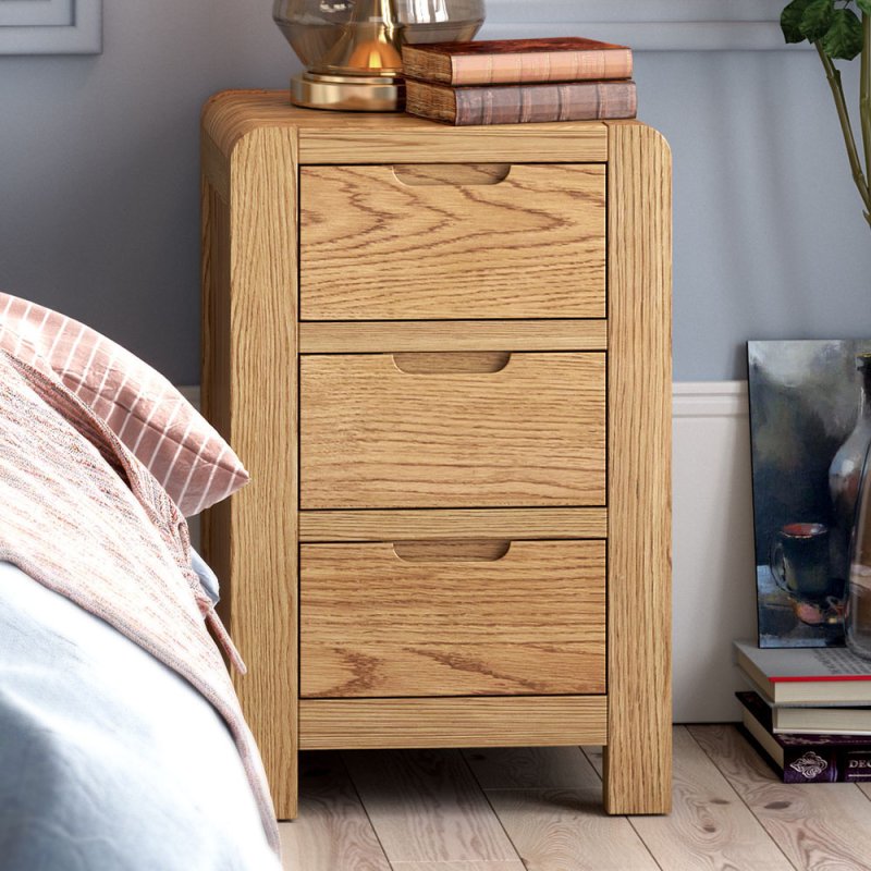 Ellie 3 Drawer Bedside Locker Oak - Meubles