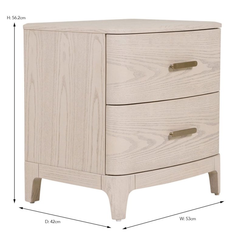 Emile 2 Drawer Bedside Locker Cream - Meubles