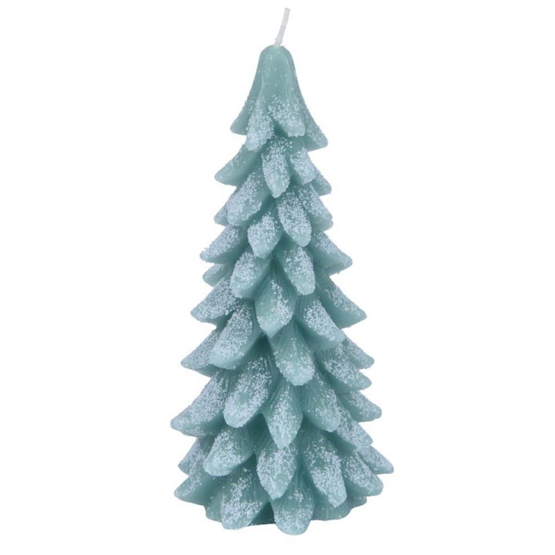 Wax Christmas Tree Candle With Snow & Glitter Green 20cm - Meubles