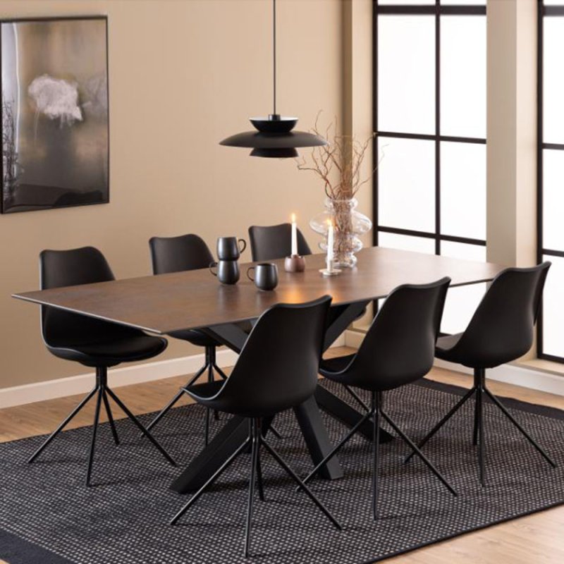 Holly 6 Person Rectangular Dining Table White With Cross Base Leg - Meubles