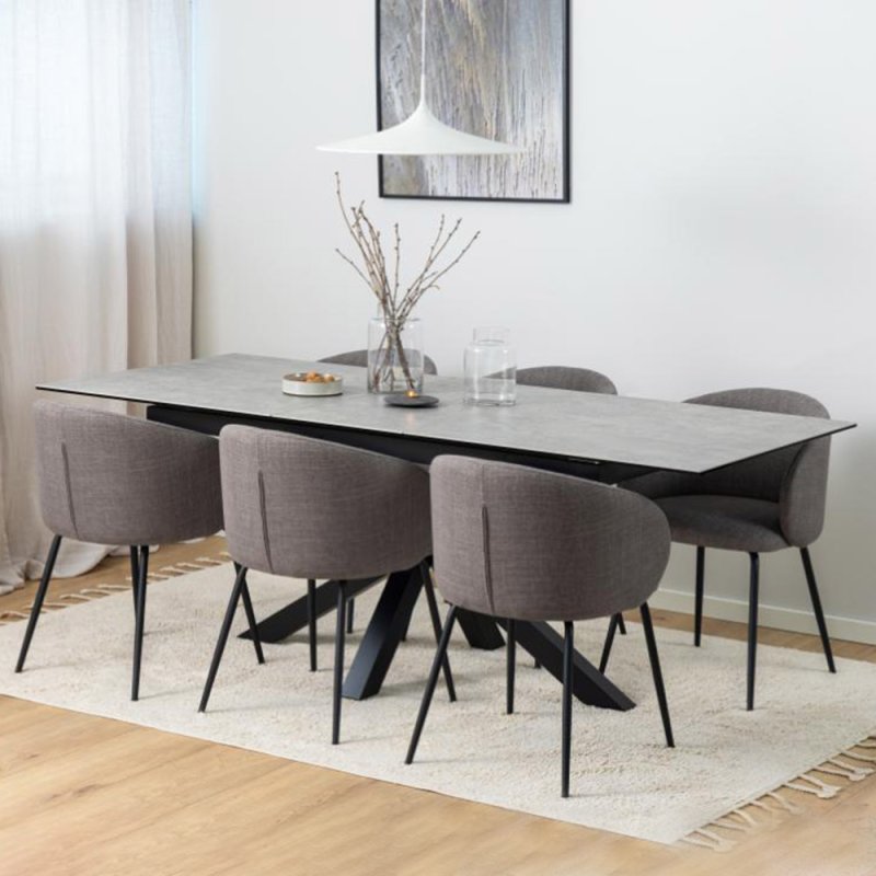 Holly 6 Person Rectangular Dining Table White With Cross Base Leg - Meubles